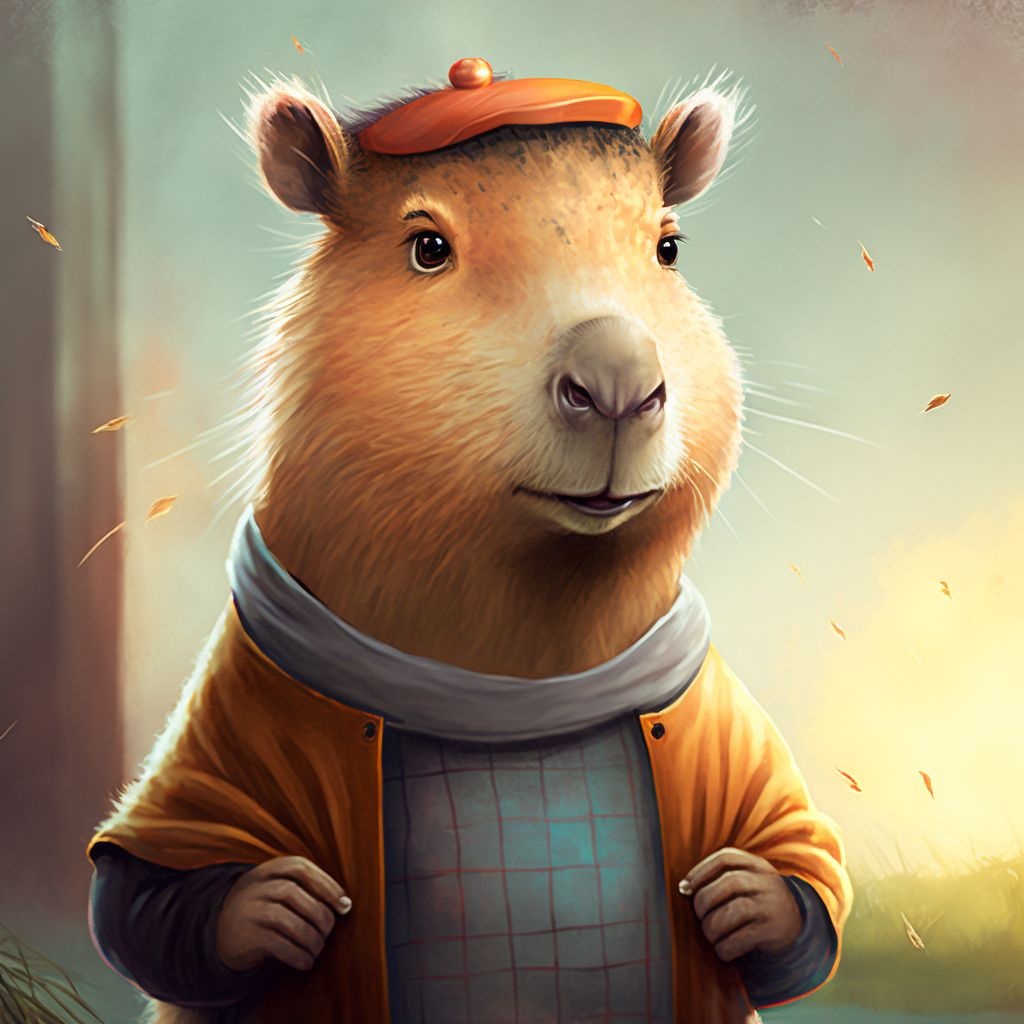 portrait of a capybara wearing a super cute outfit,... | OpenArt