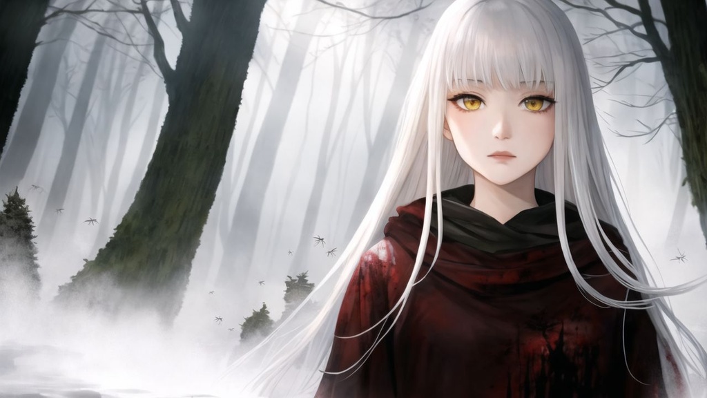 SamDoesArt, kentaro_miura, 1girl, white_hair, yellow... | OpenArt