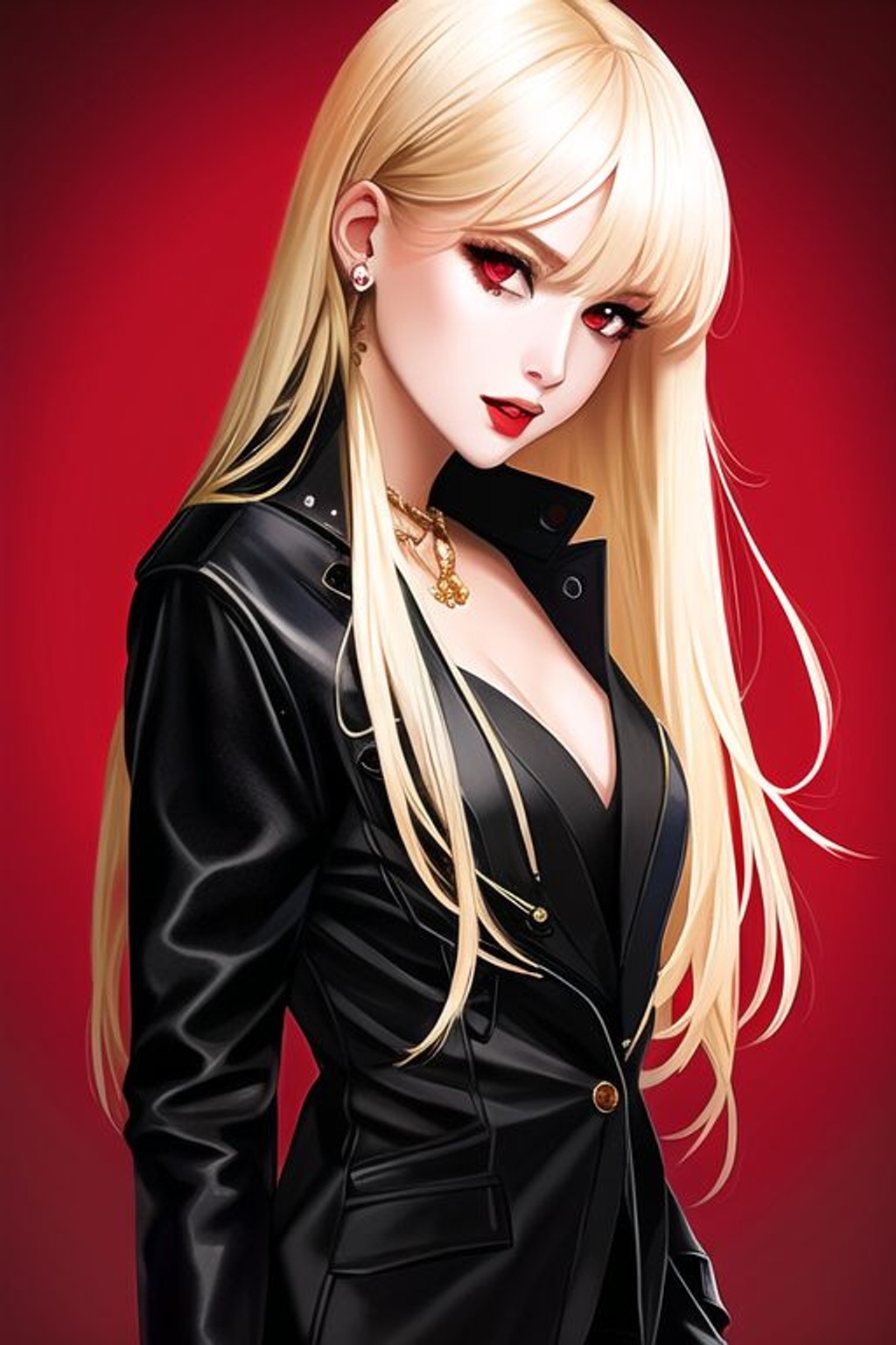 SamDoesArt, a girl, blonde hair, red eyes, vampire,... | OpenArt