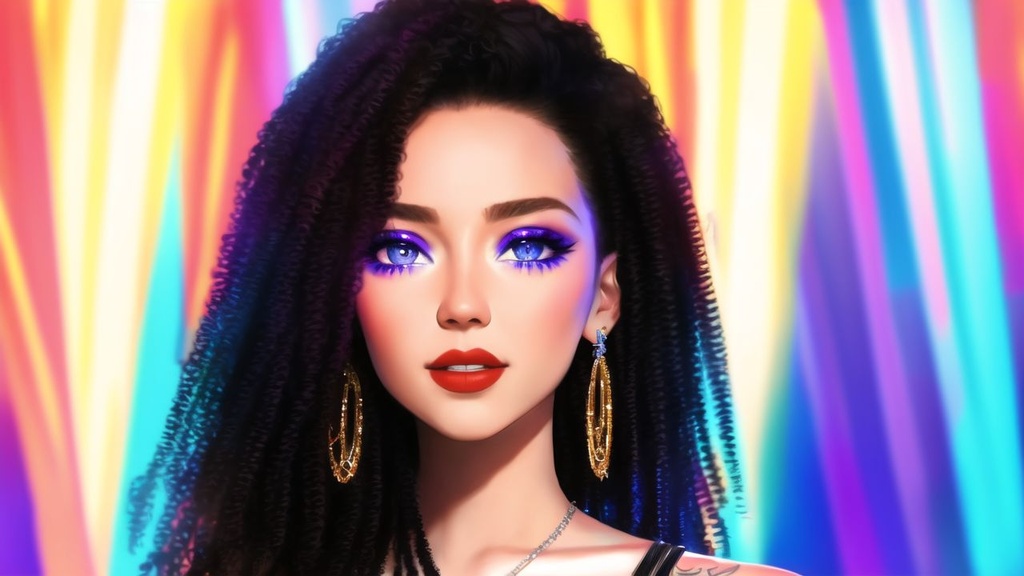 SamDoesArt, a girl, black curly hair, bright blue ey... | OpenArt