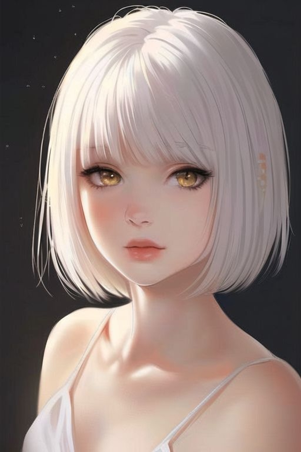 SamDoesArt, a girl, white hair, yellow eyes, short h... | OpenArt