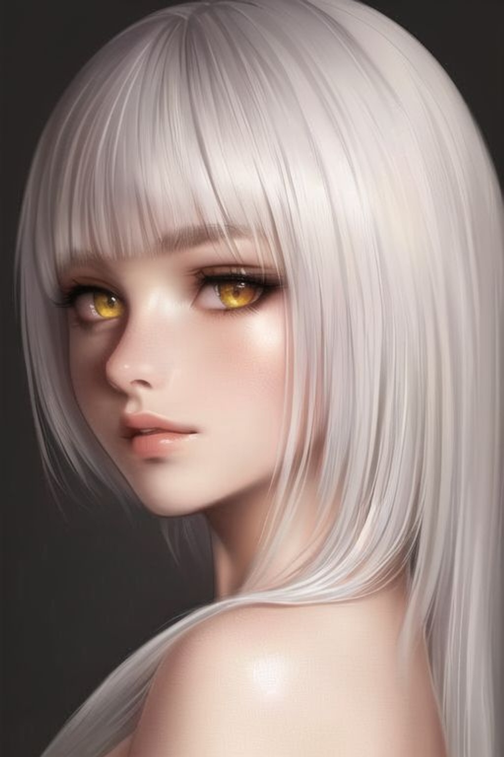 SamDoesArt, a girl, white hair, yellow eyes, short h... | OpenArt