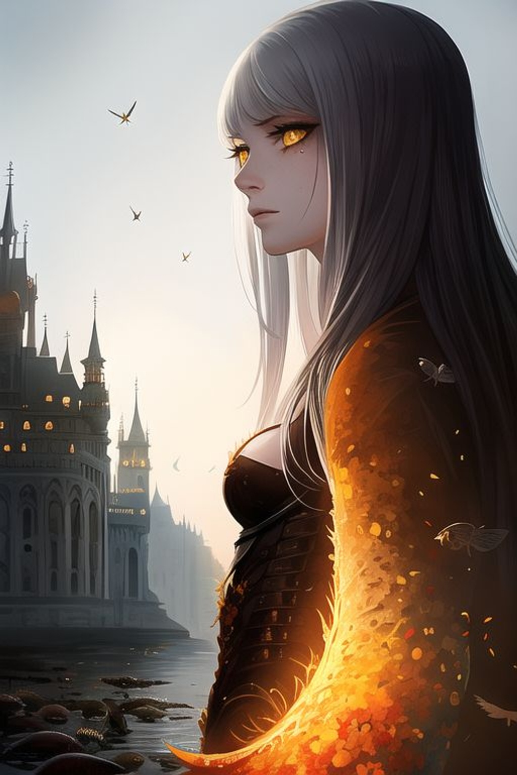 SamDoesArt, a girl, white hair, yellow eyes, strong... | OpenArt