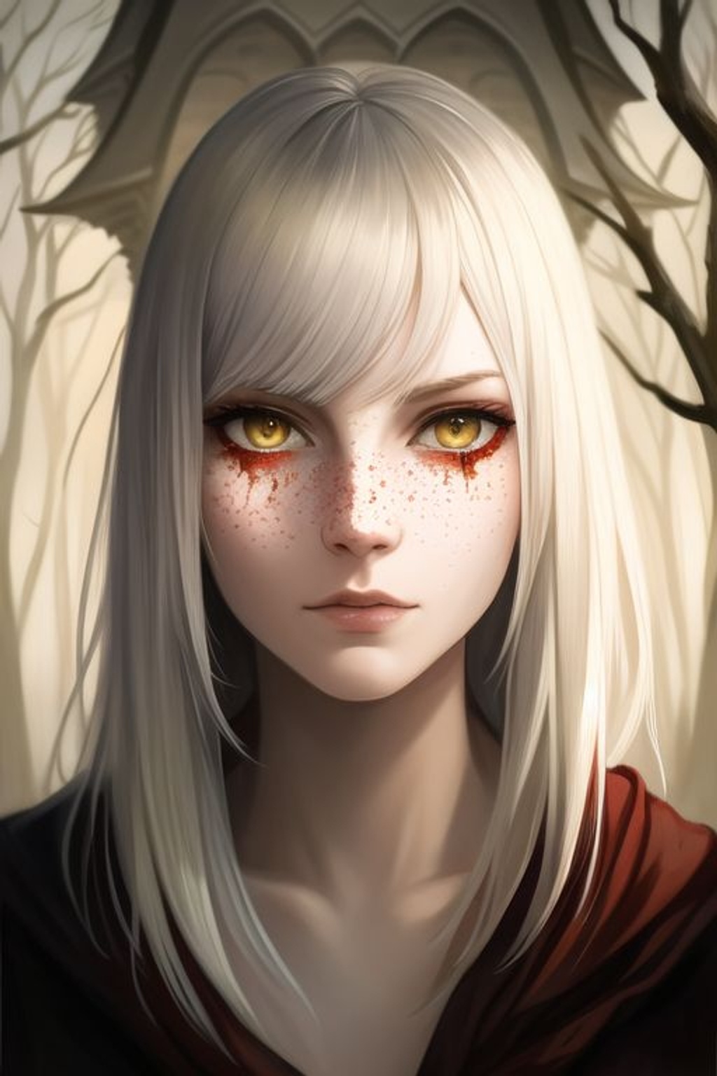 SamDoesArt, a girl, white hair, yellow eyes, strong... | OpenArt