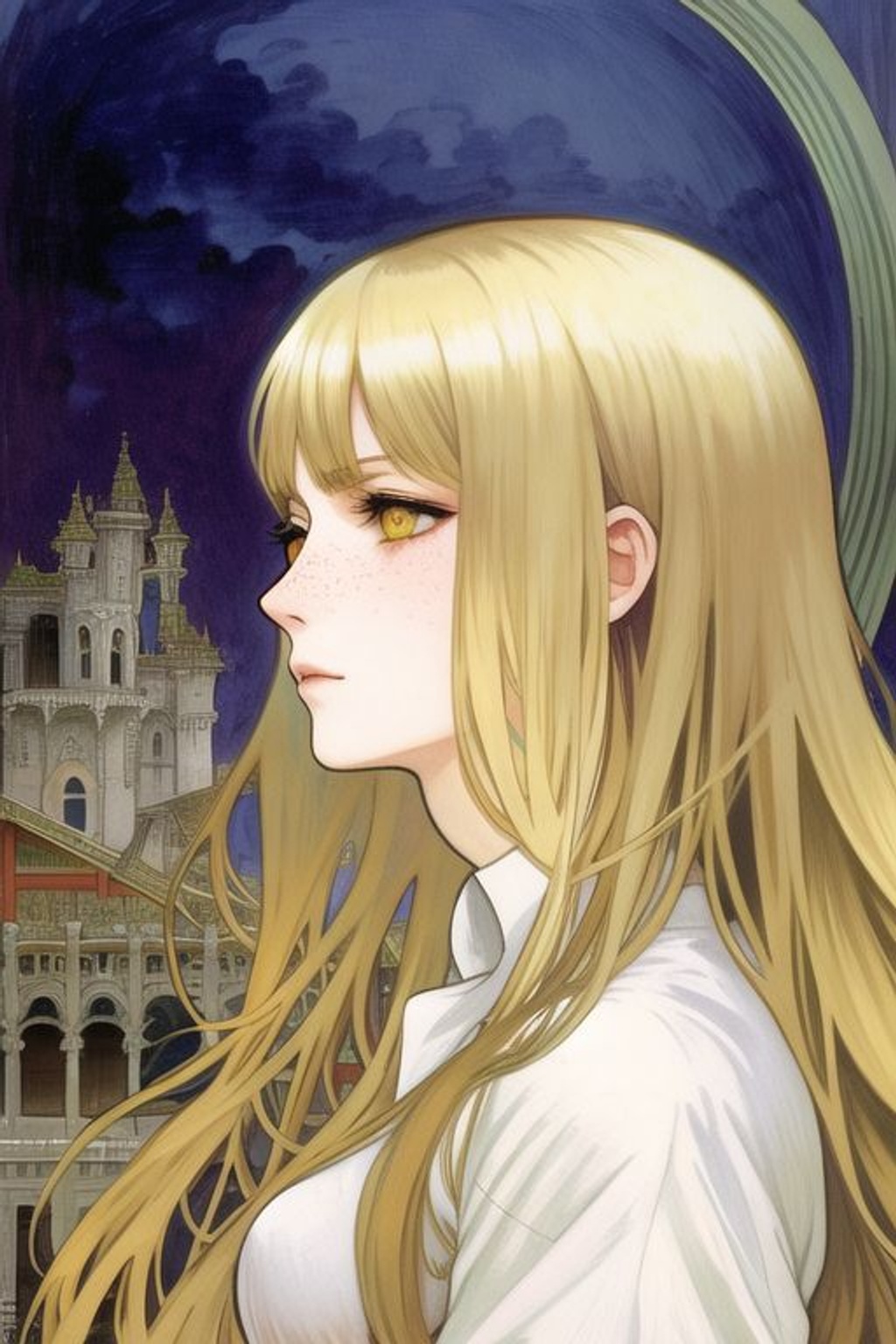 SamDoesArt, a girl, white hair, yellow eyes, strong... | OpenArt