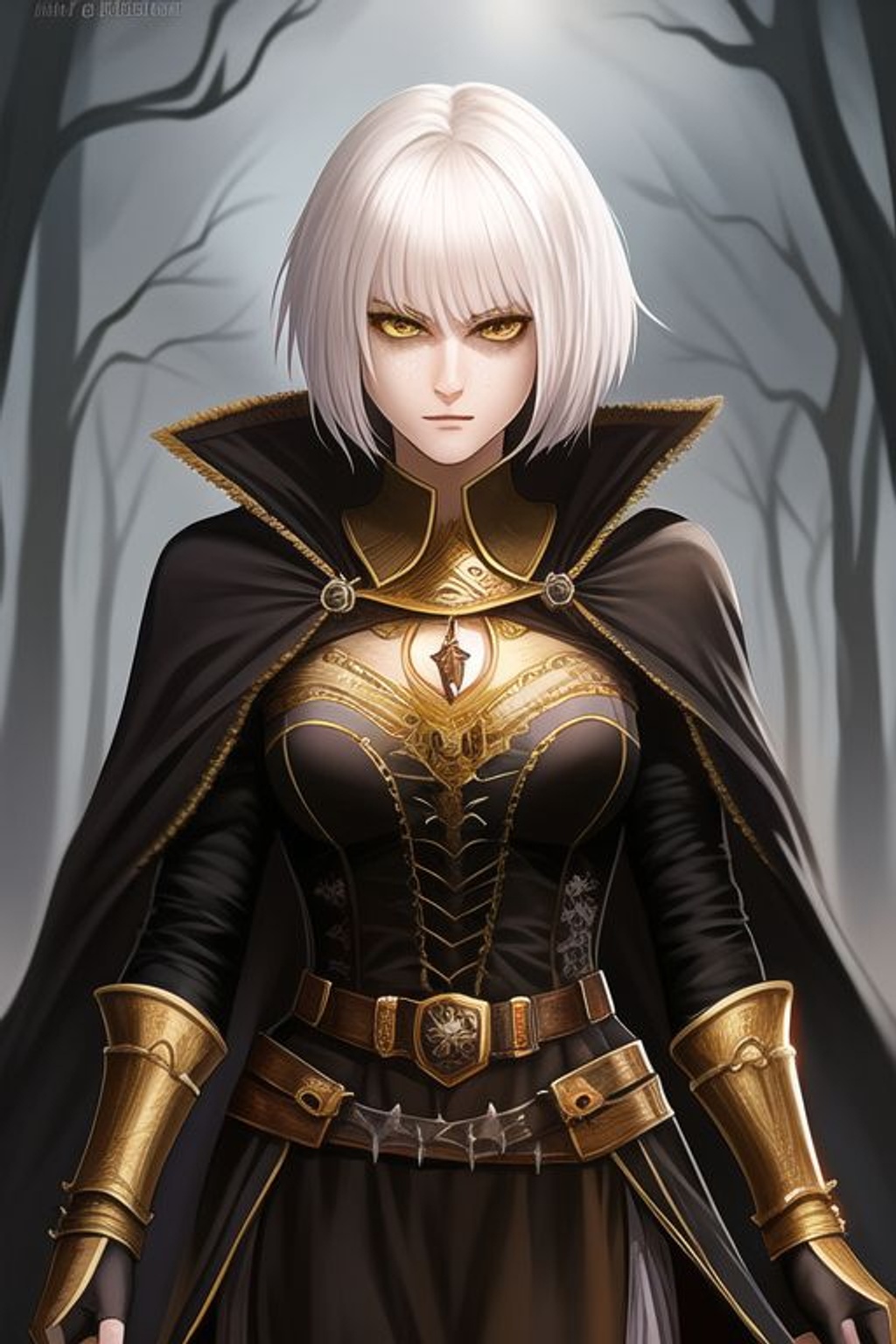 SamDoesArt, a girl, white hair, yellow eyes, freckle... | OpenArt