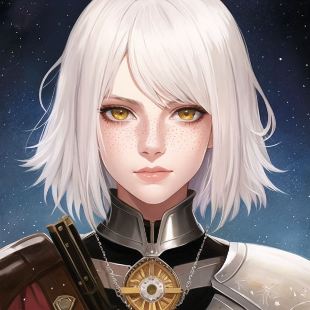 SamDoesArt, a girl, white hair, short hair, yellow e... | OpenArt