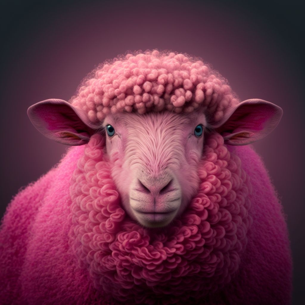 pink sheep, portrait, low angle | OpenArt