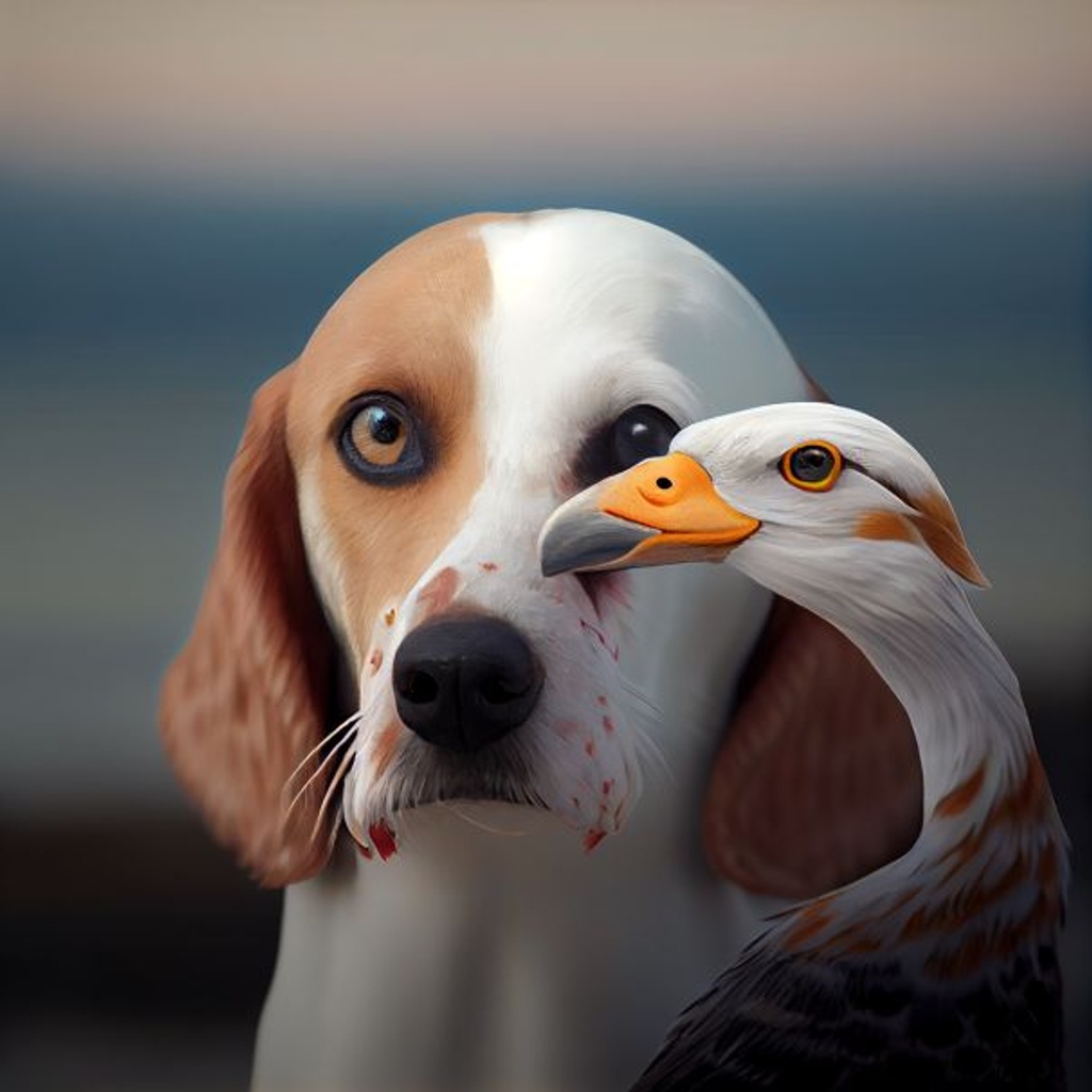a seagul with a realistic beagle head | OpenArt