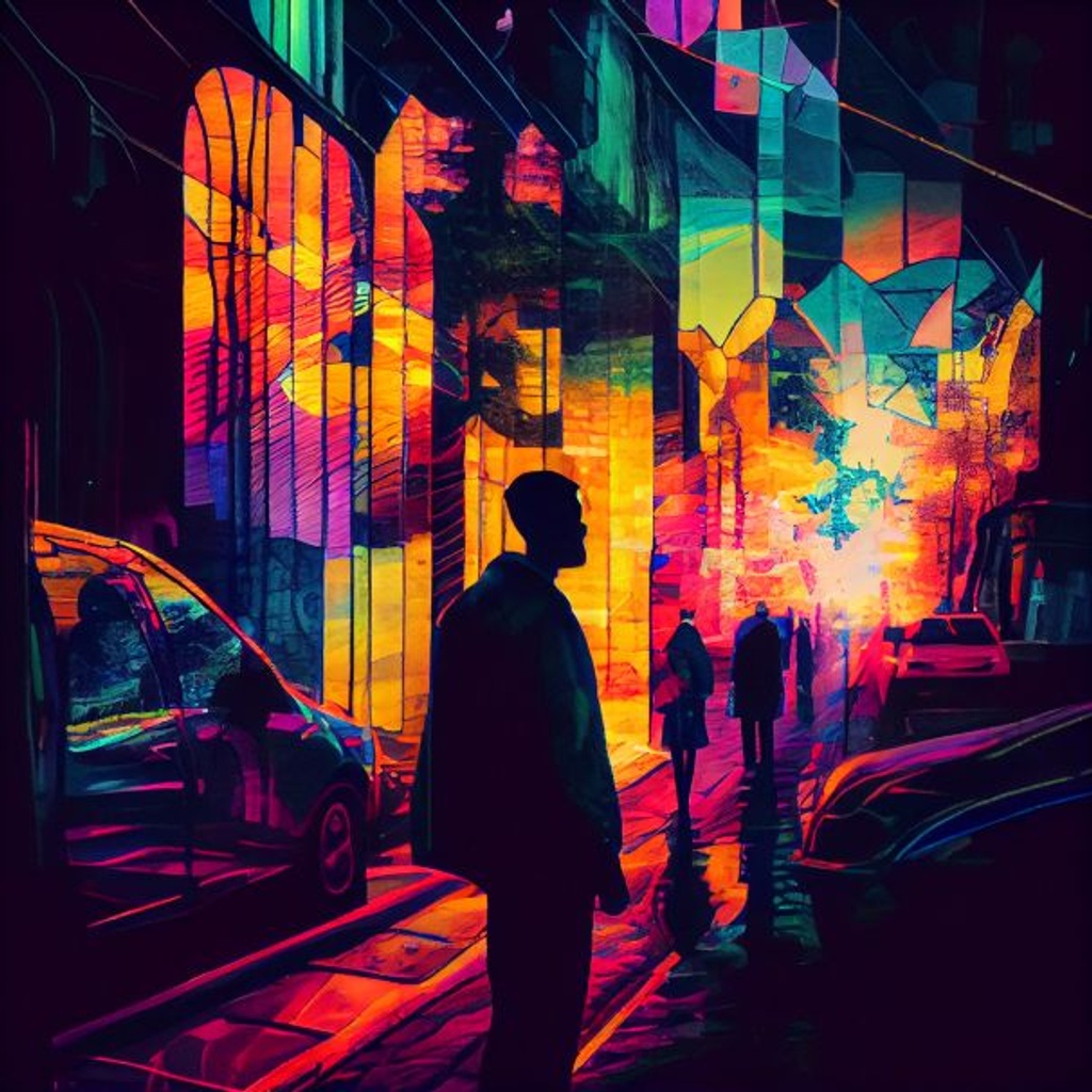 Abstract Cyberpunk City Rainbow Style At Night Ra Openart