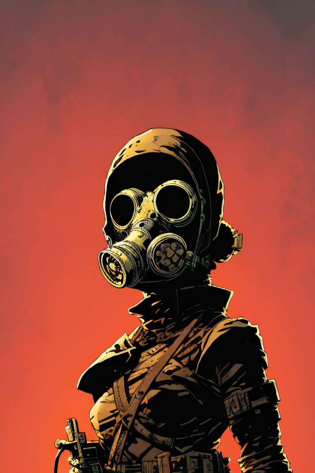 the king sitting on throne with gas mask Dan Mumford... | OpenArt