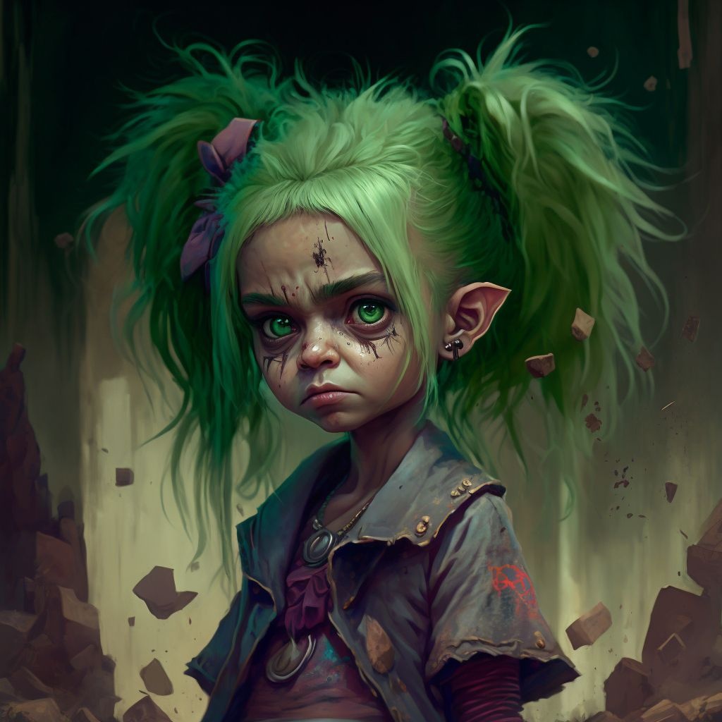 a girl with green hair, by Dave Arredondo, cgsociety...
