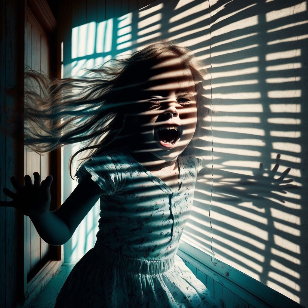 girl dancing behind the blinds | OpenArt