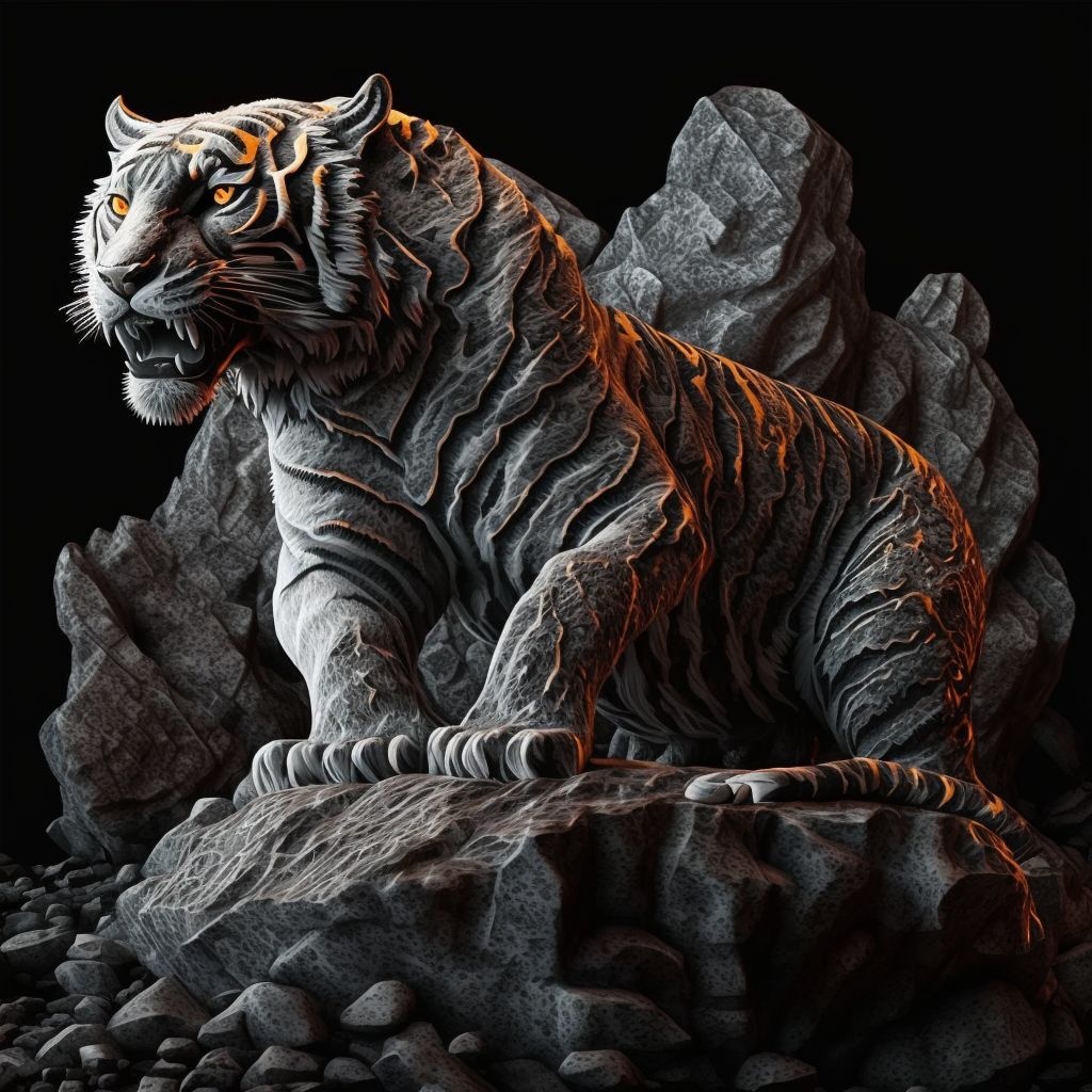 tiger made of volcanic stone | OpenArt