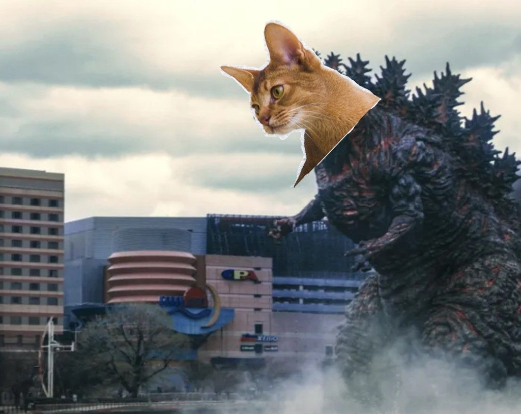 Giant Cute Cat Godzilla Hybrid Destroying A City Ca Giant Cute Cat Godzilla Hybrid Destroying A City Ca