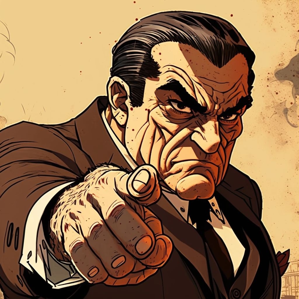 angry mafia boss pointing his finger at me telling m...