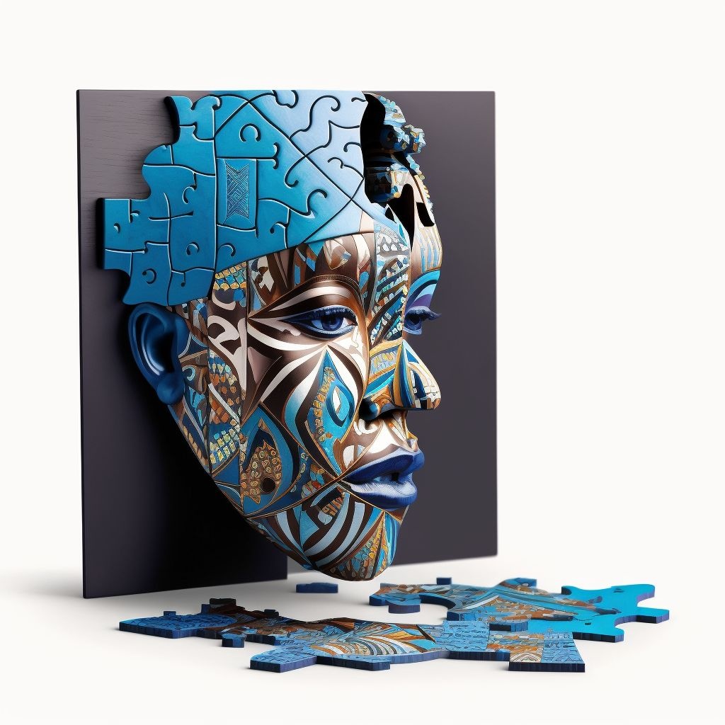 half face mask puzzle, african dreams 3d | OpenArt