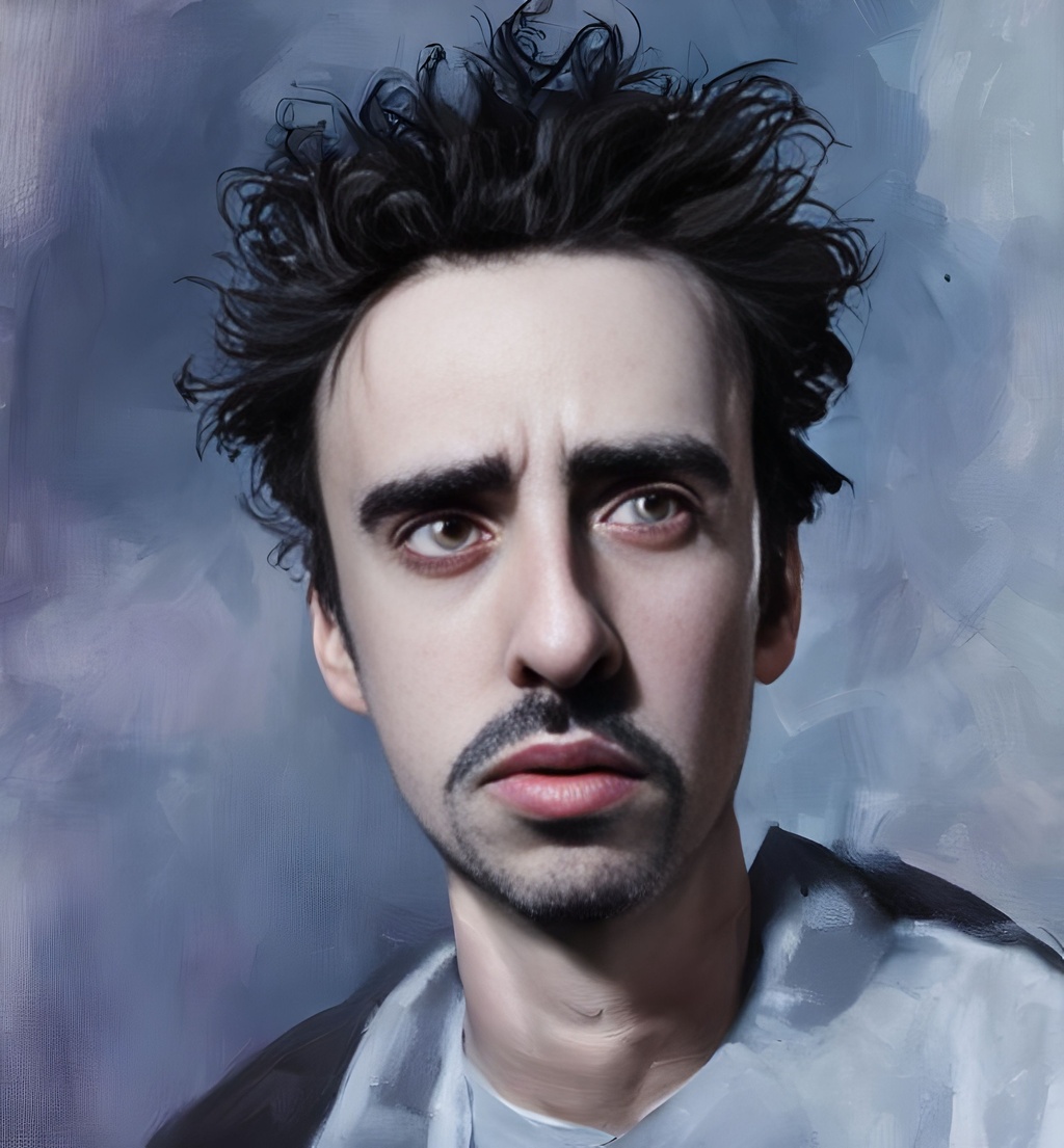 Oil painting by Tim burton portrait of an attractive...
