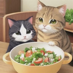 salad cats with fire in eyes | OpenArt