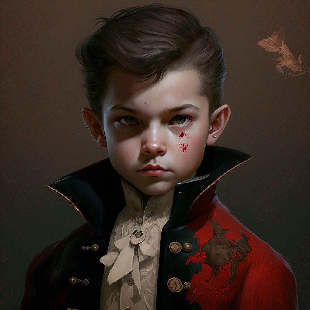 a painting of a little boy dressed as a vampire, by... | OpenArt