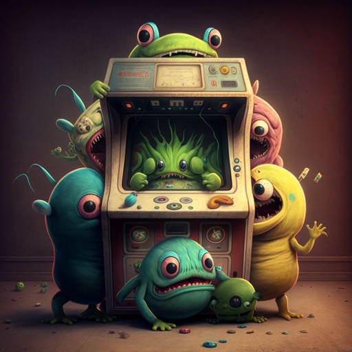 a group of monsters playing a video game, behance co...