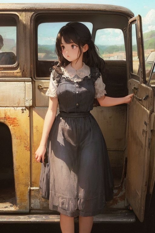 Girl,Vintage, Car, Rust, Antique, Vehicle, Old, Rust... | OpenArt