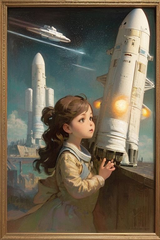 Girl, Rocket Ship ,Space, Shuttle, Spaceship, Launch... | OpenArt