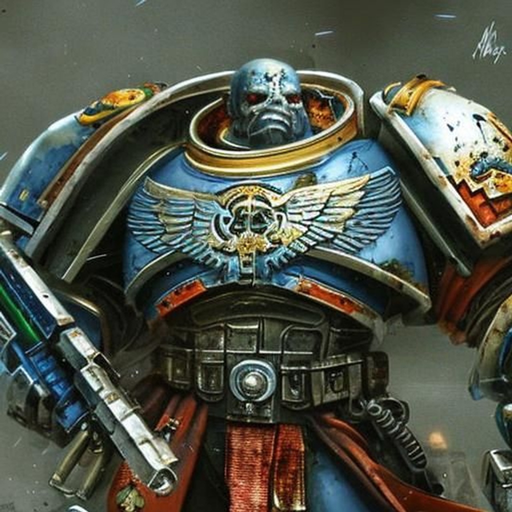 Donald Trump in full Warhammer power armour, realis...