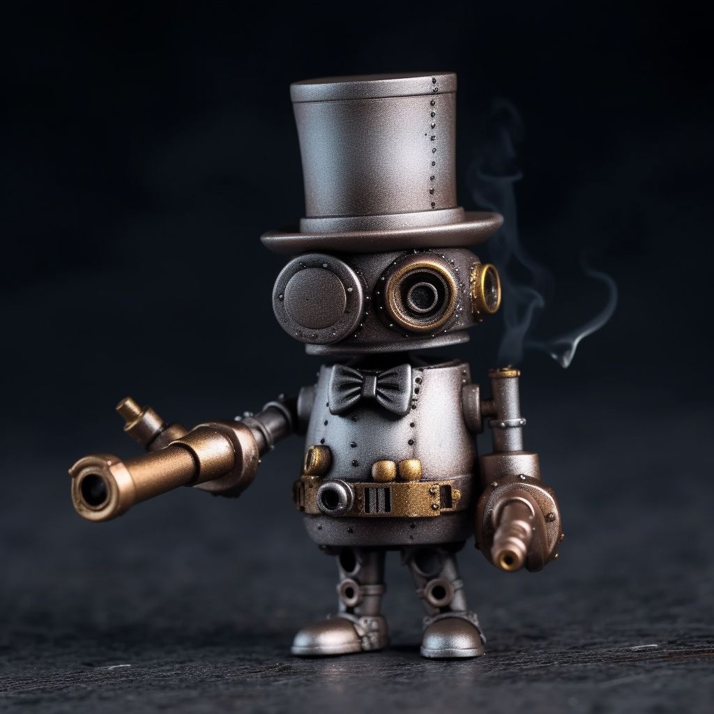 metallic sticker figurines having a shoot out in met... | OpenArt