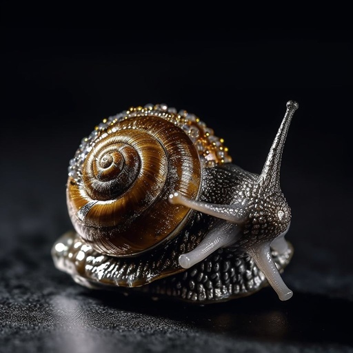 luxury sparkling silver snail with golden snail cone | OpenArt