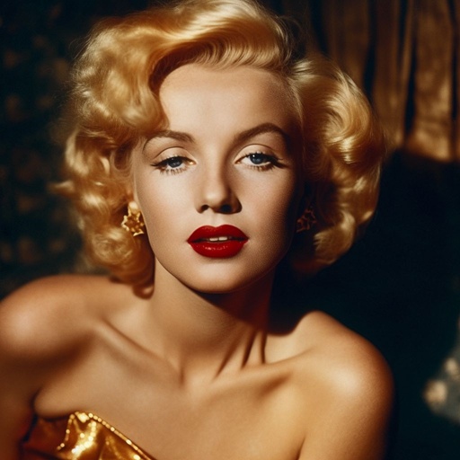marilyn monroe with gold hair and red lipstick