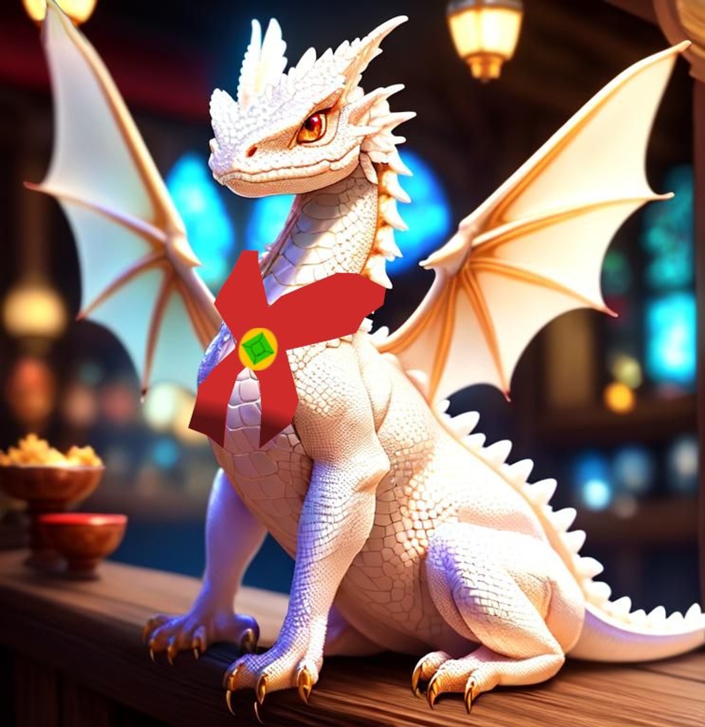 Portrait of a cute, pearly white, scaly dragon, red... | OpenArt