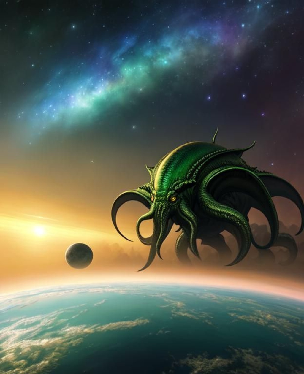 Cthulhu, planet and stars in sky, intricate, masterp... | OpenArt
