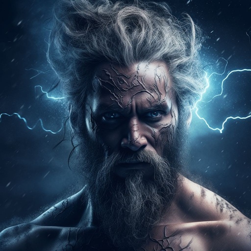 epic scene of zeus, lightning fantasy magic, electri...
