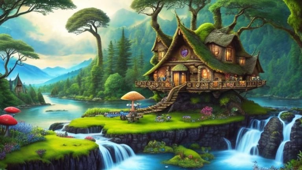photo realism, photo real, valley, elf treehouses,... | OpenArt