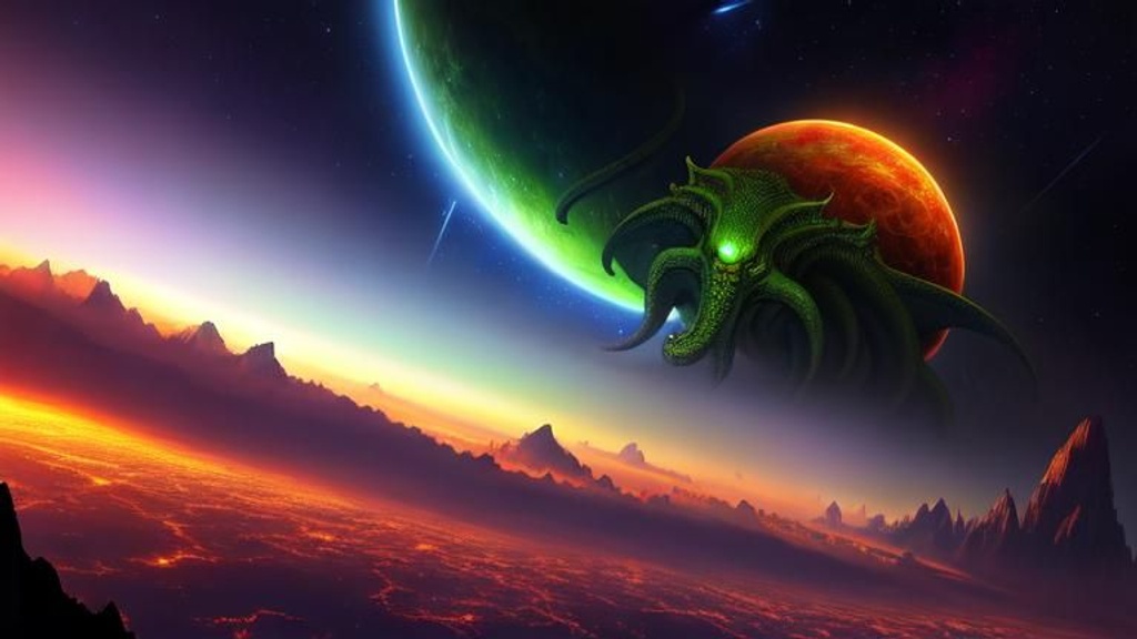 Cthulhu, stars in sky, intricate, masterpiece, hyper... | OpenArt