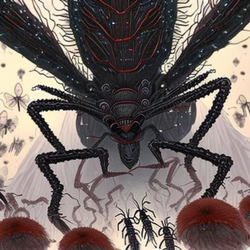 Art is in an anime style. A monstrous bug like creat... | OpenArt