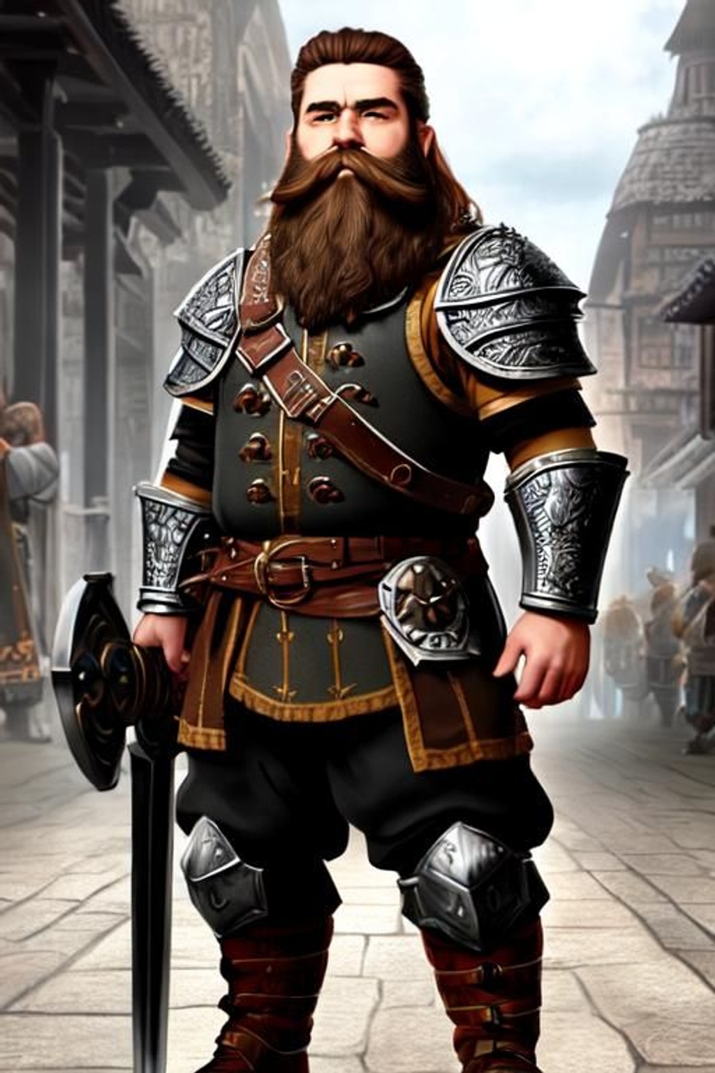 dwarf, big beard, dwarf wielding warhammer, two hand... | OpenArt