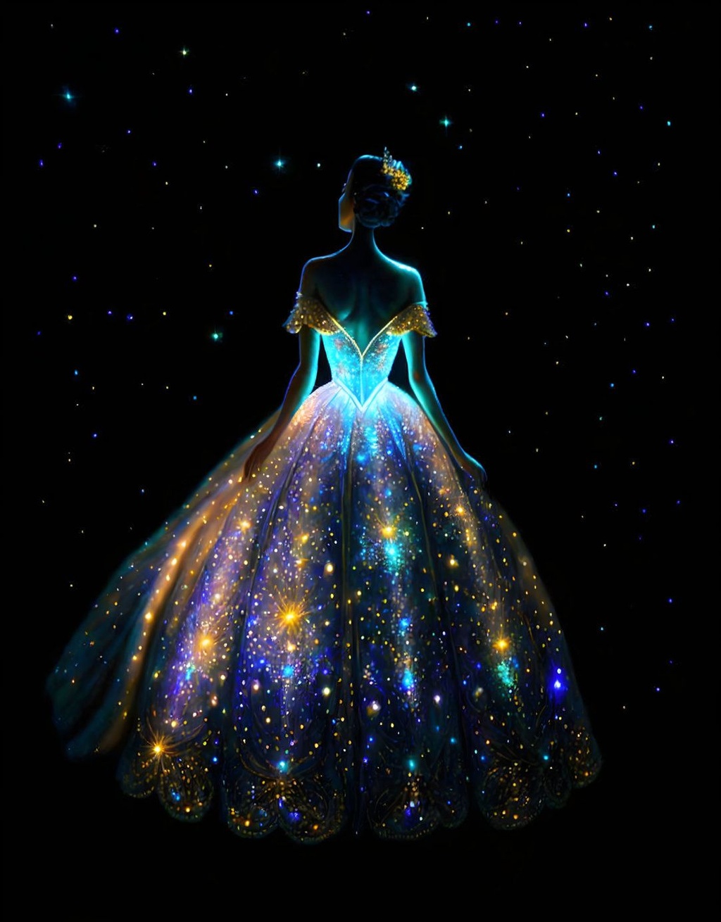 very beautiful princess with a dress of light and st...