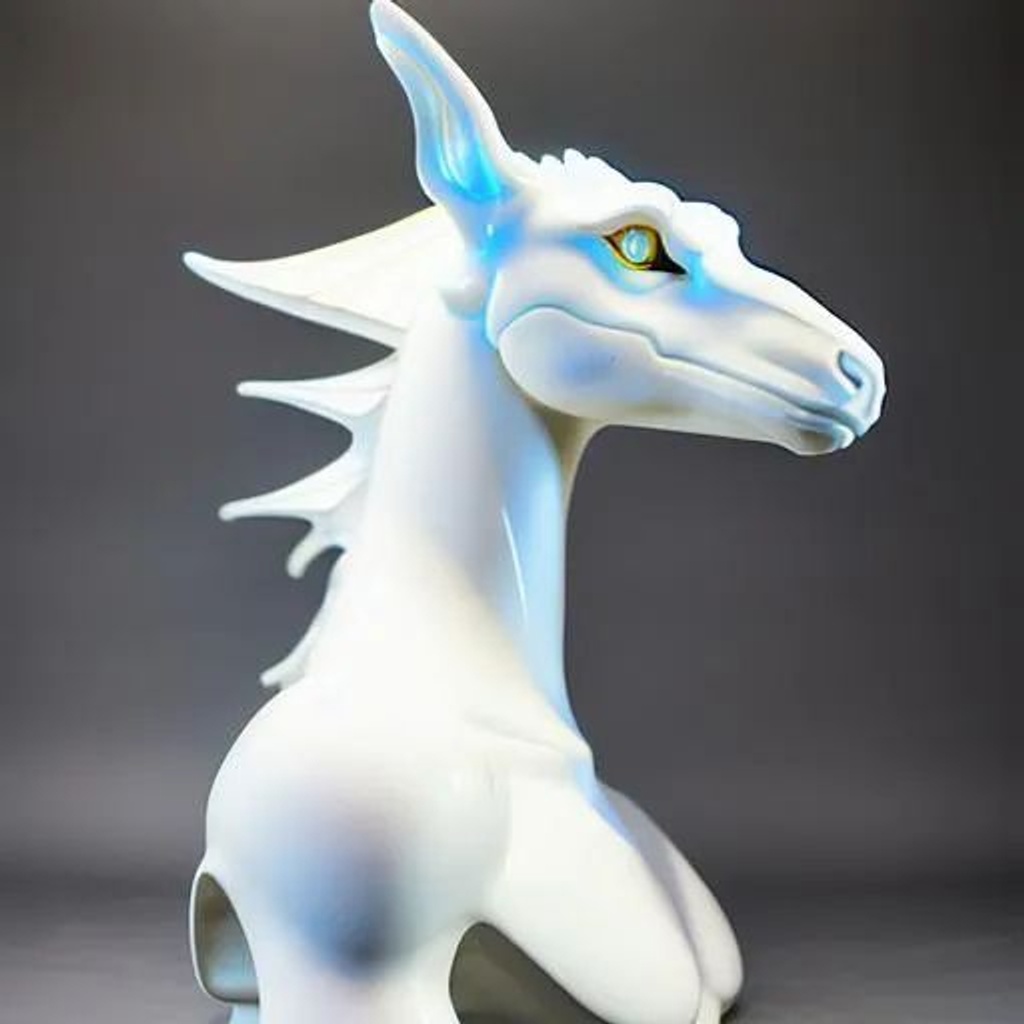 Smooth, white and featureless dragon mannequin with...