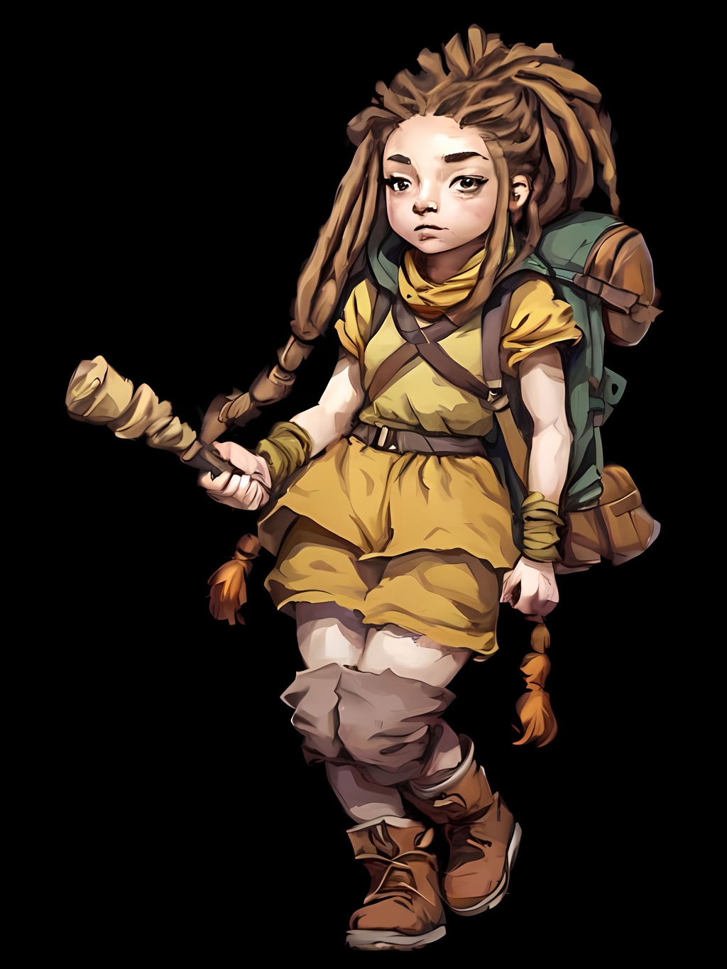 halfling warlock with dreadlocks and magic stone, sm...