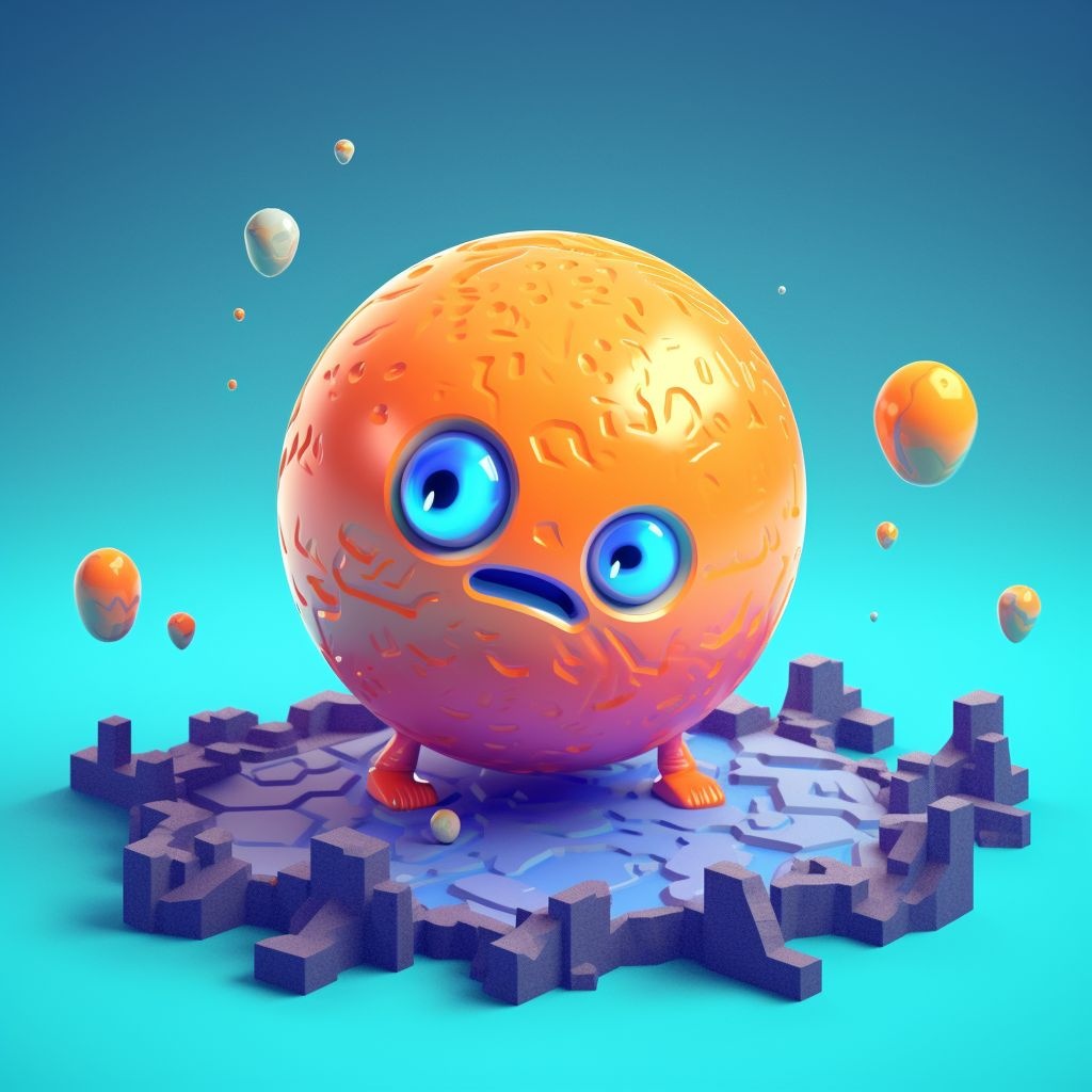 a creature is standing in space next to an orange or...