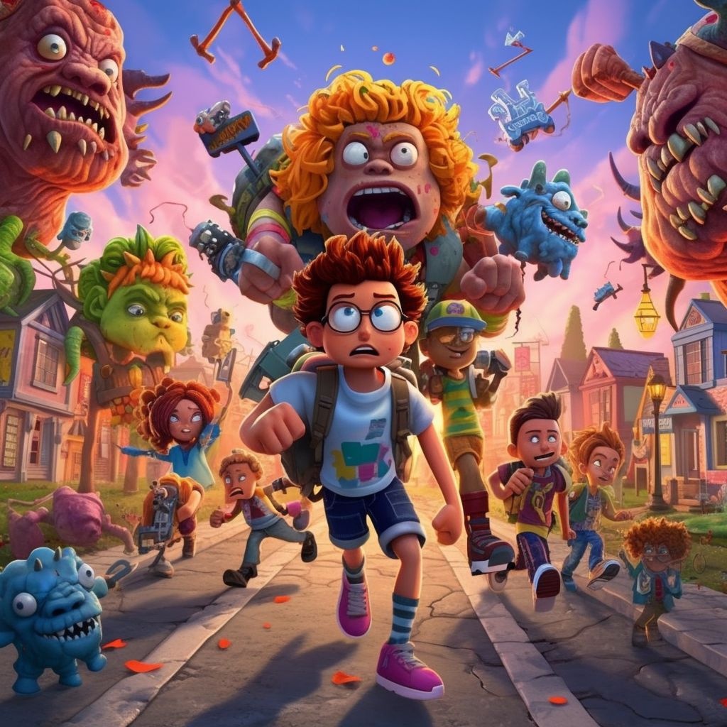 fortnite in the style of garbage pail kids