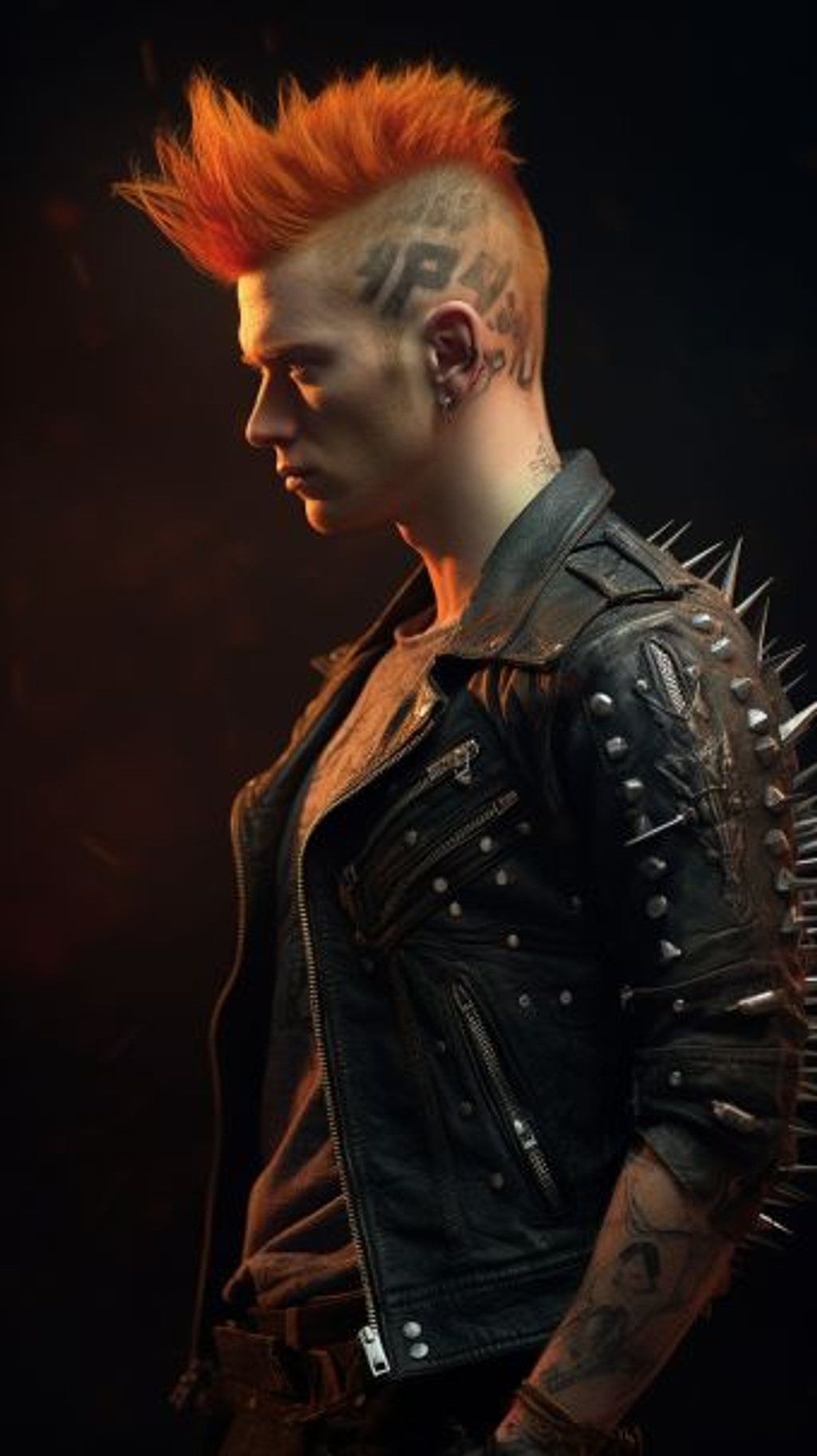 young ginger male punk with spiked hair, black makeu...