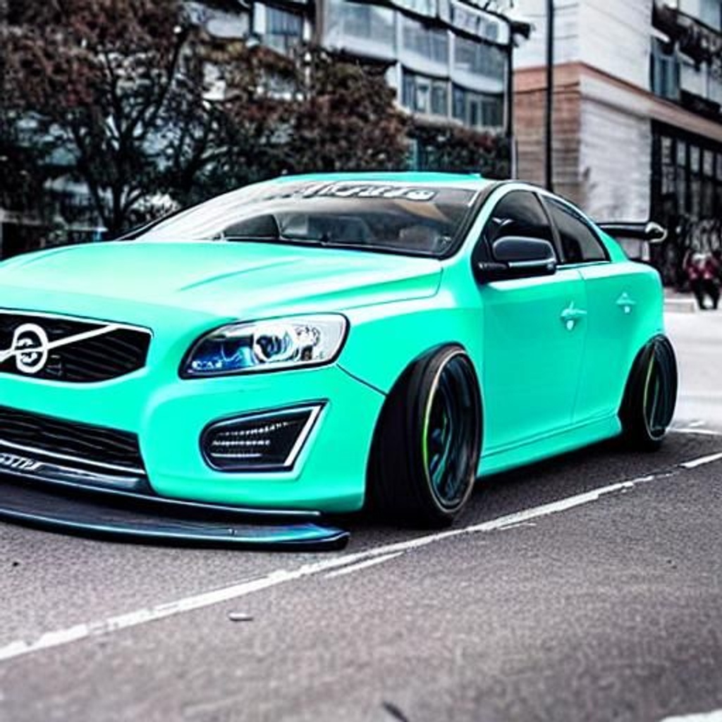 sporty modified Volvo s60 polestar in light blue wit...