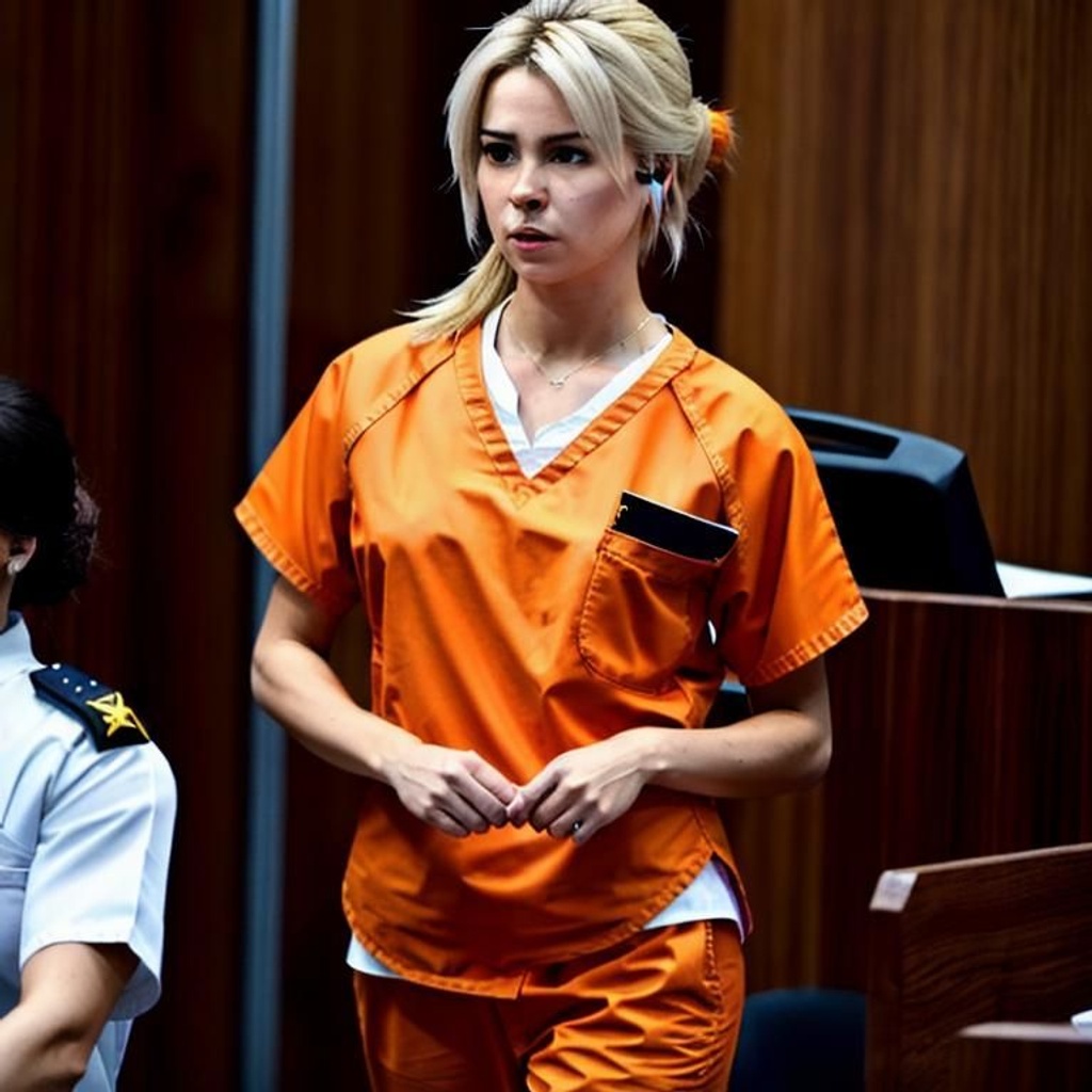 Lunafreya Nox Fleuret as female inmate wearing orang...