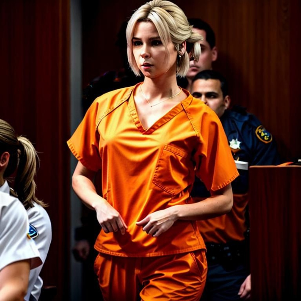 Lunafreya Nox Fleuret as female inmate wearing orang...