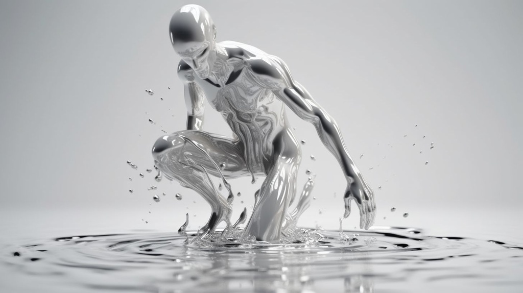 white metallic humanoid emerge from the white metall...