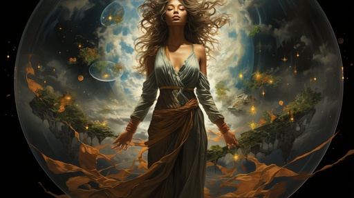 gaia mother of the earth emerge from the four elemen...