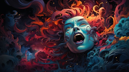 vector art emerge from psychedelic microdots fuse wh...